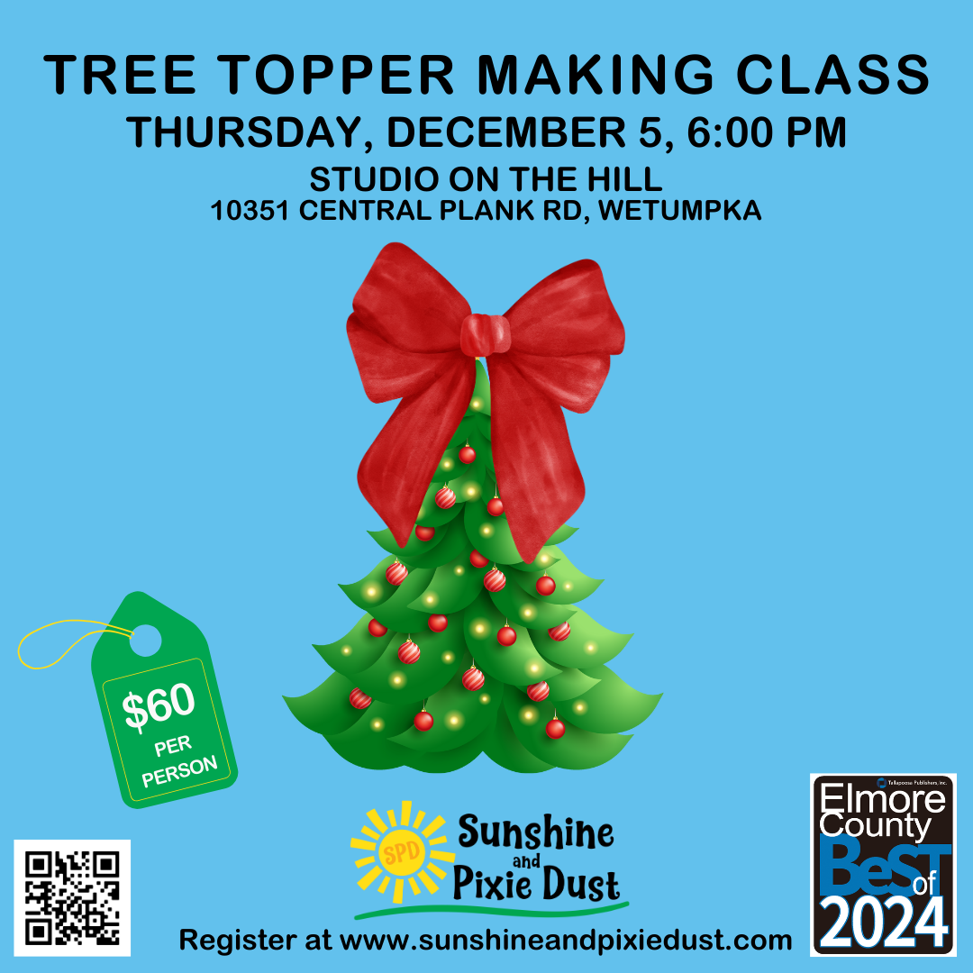 12/05/2024 PM 06:00 Tree Topper Making Class (SPD Studio) – Sunshine and Pixie Dust