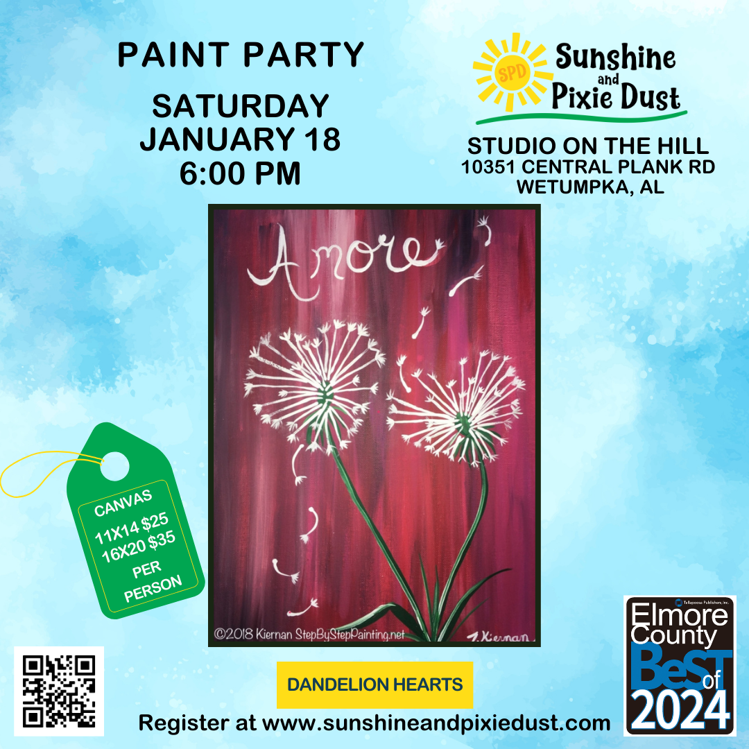 01/18/2025 PM 06:00 Paint Party (SPD Studio) – Sunshine and Pixie Dust